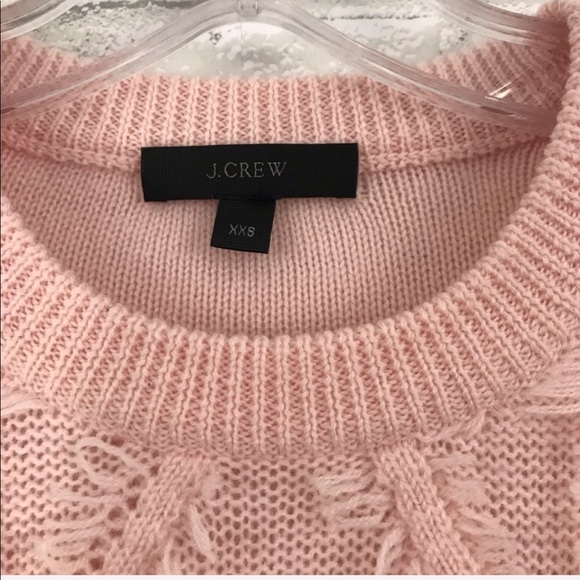 J. Crew | Sweaters | Jcrew Pink Crewneck Cable Knit Fringe Sweater ...